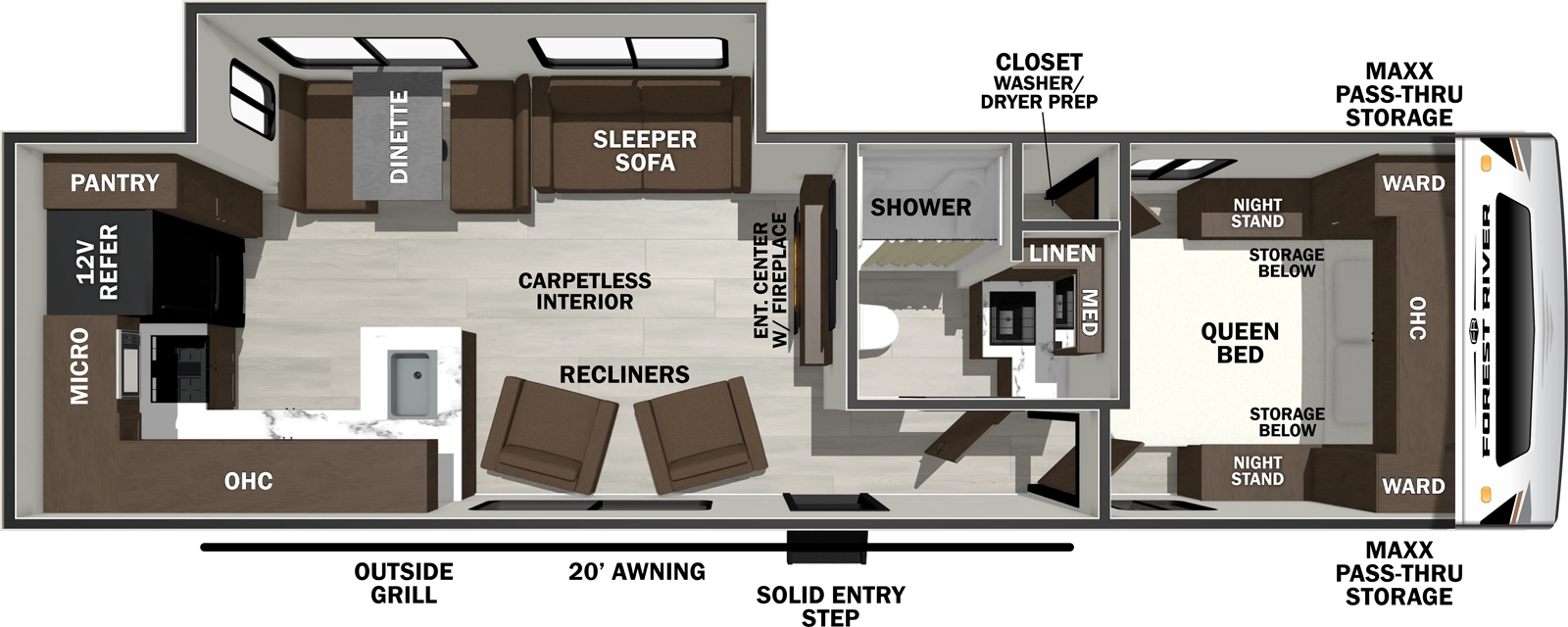 2026 Wildcat Travel Trailers 271CHEF Floorplan - Forest River RV